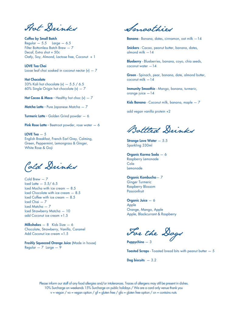Menu – Matilda Mont Albert