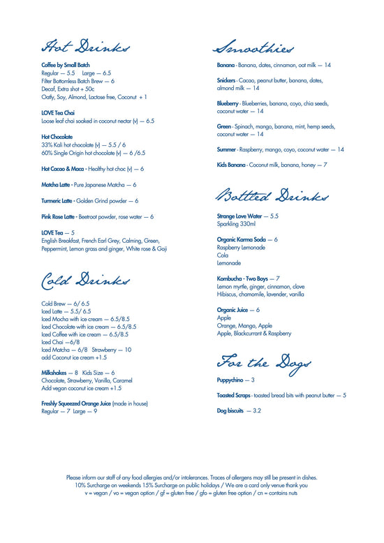 Menu – Matilda Mont Albert